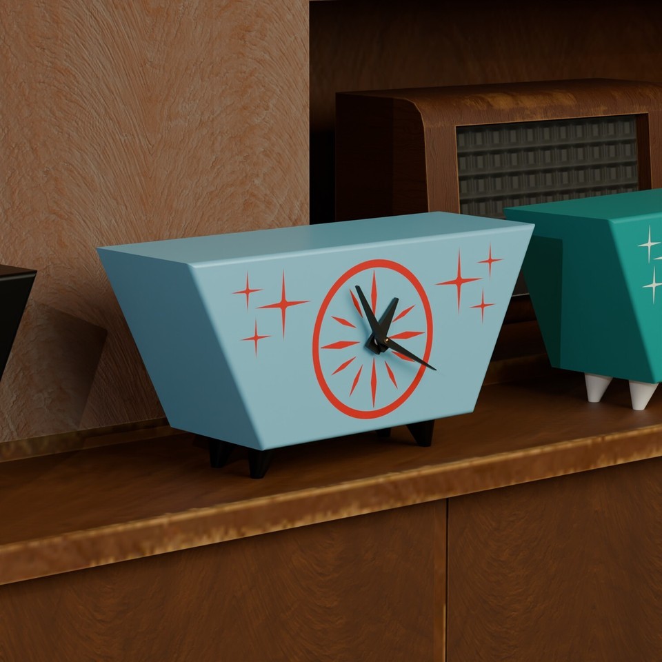Starburst Radiant Desk Clock Mid Century Modern Space Age Retro Atomic ...