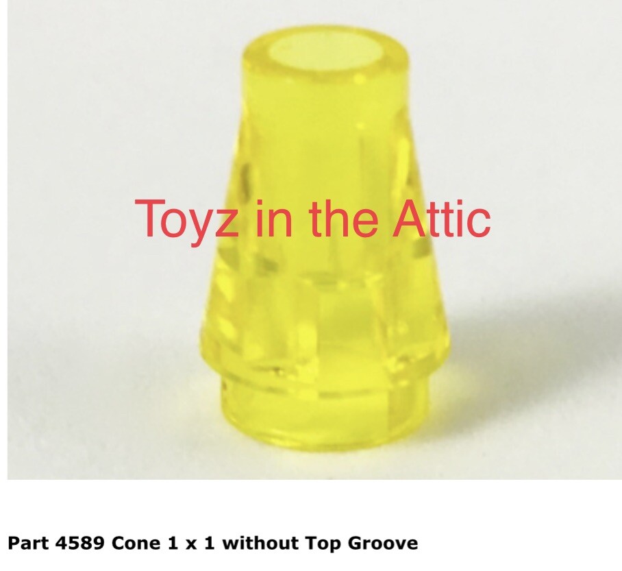 Lego 1x 4589 Trans-Yellow Cone 1 x 1 without Top Groove Lunar Patrol ...