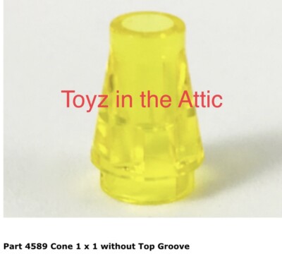 Lego 1x 4589 Trans-Yellow Cone 1 x 1 without Top Groove Lunar Patrol ...