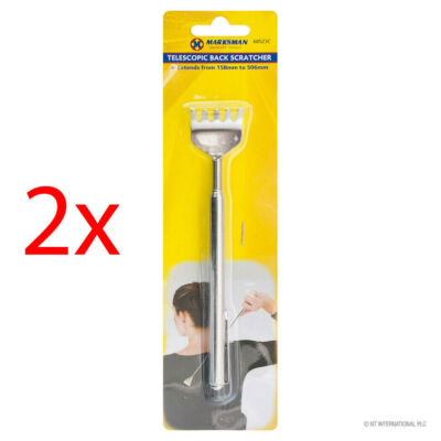 2 X TELESCOPIC EXTENDABLE HANDY BACK SCRATCHER PORTABLE METAL MASSAGER ...