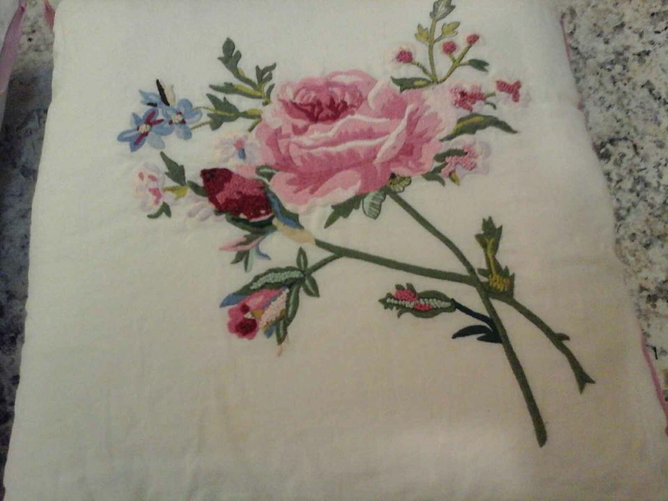 2- Ralph Lauren 16x16 stitched rose Goose down pillow and sham GREAT ...