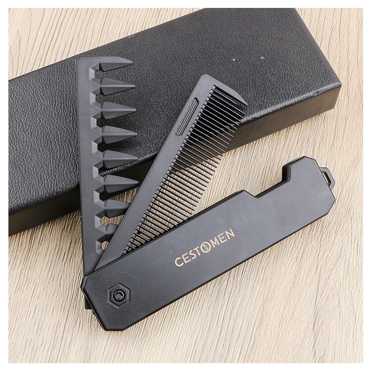 Folding Beard Comb 2 in 1 Wallet Pocket Anti-Static Hair Bread Mustache ...