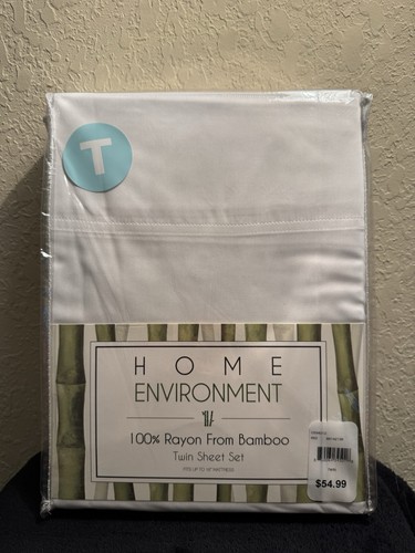 Home Environment 100% Rayon From Bamboo 3 Piece White Twin Sheet Set ...