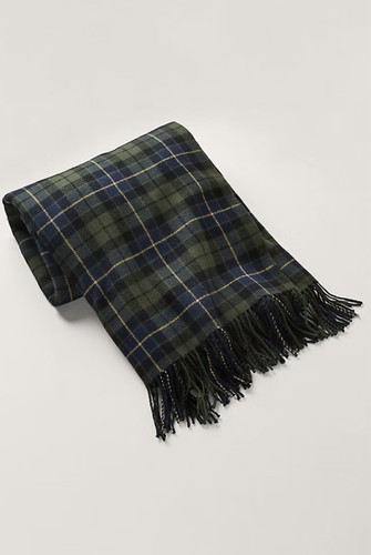 Ralph Lauren 100% Wool Fringe Plaid Graham Throw Blanket Green Navy 54 ...