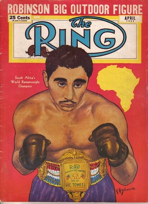 1952 APRIL The Ring boxing magazine Vic Toweel, World Bantam Champion ...