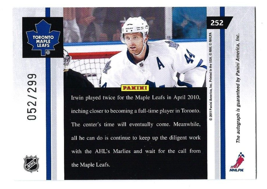 2010-11 Pinnacle Ice Breakers #252 Brayden Irwin autograph 052/299 | eBay
