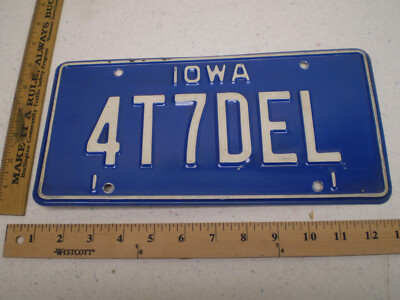 IOWA IA VANITY LICENSE PLATE 4T7DEL 1947 47 DELAWARE | eBay