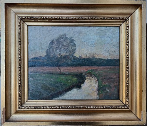 Max Nathan (1880-1952): OPEN LANDSCAPE WITH LONELY TREE AND LAZY STREAM ...