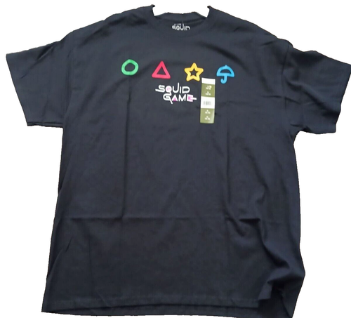 Squid Game Netflix T-Shirt Tee Mens XL Black Solid Short Sleeve Cotton ...