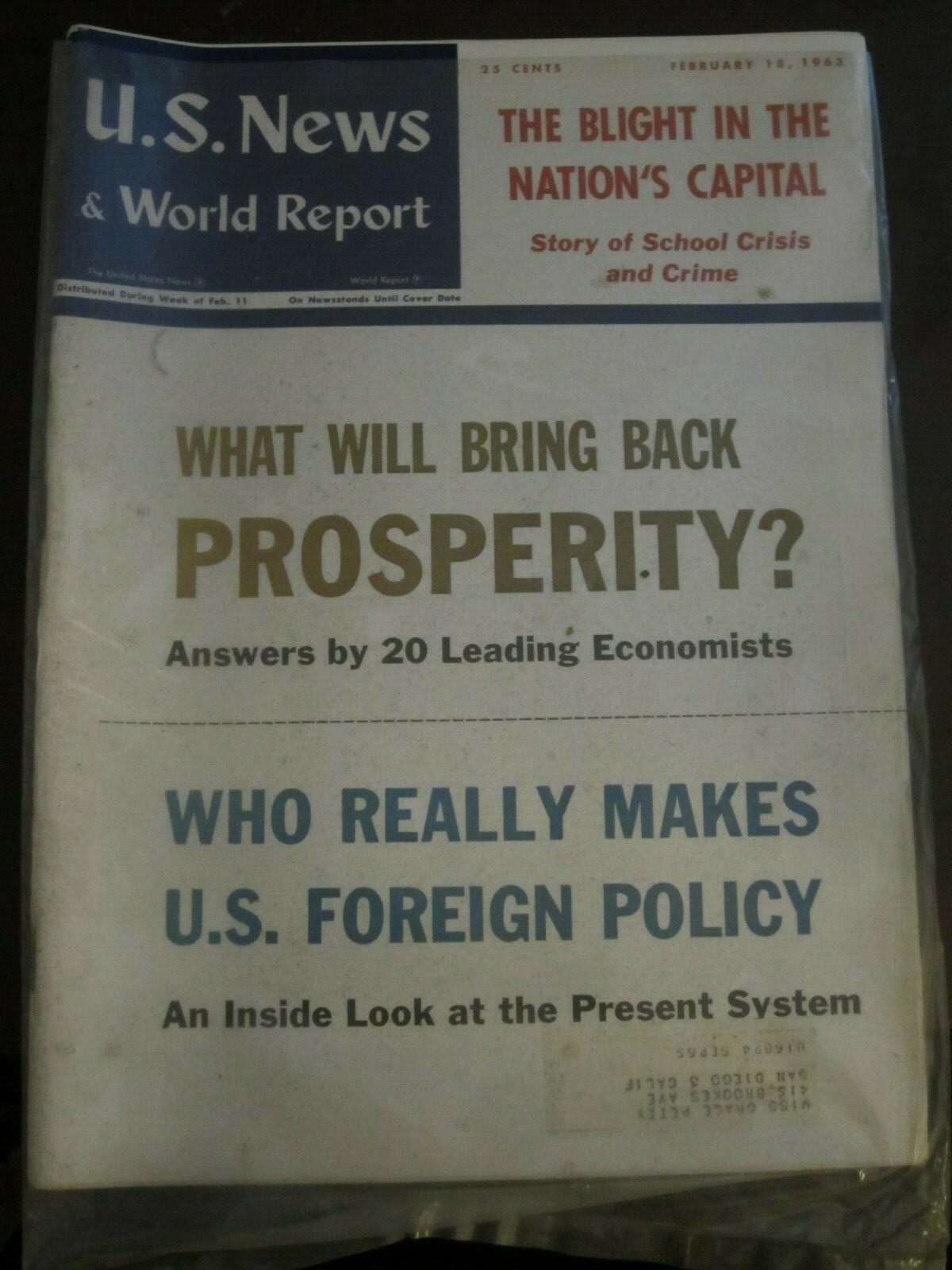 US News & World Report February 1963 Blight in Nation's Capital School ...