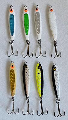 (Lot of 8) Berry's Tackle Flex It Spoon 1/2 oz Long Casting Jigging ...