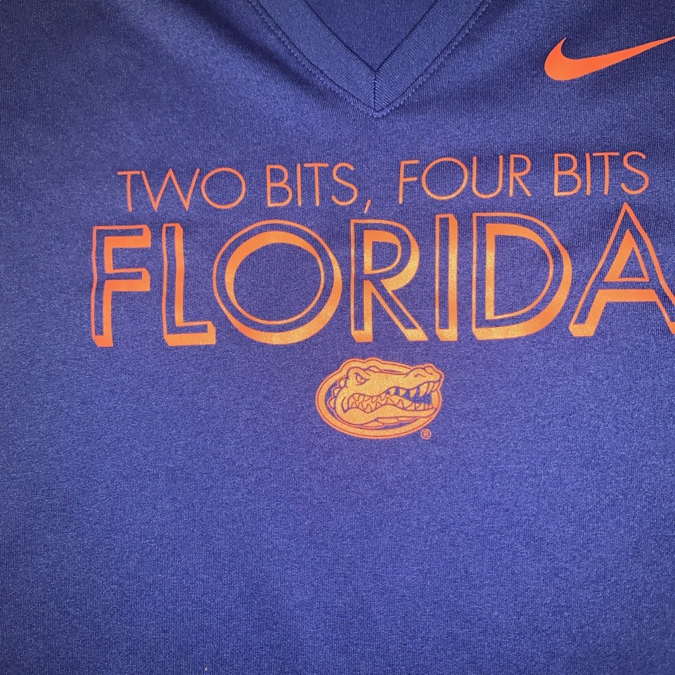 Nike Dri Fit Sml Florida Gators 2 Bits 4 Bits Cheer Cotton Blue | eBay