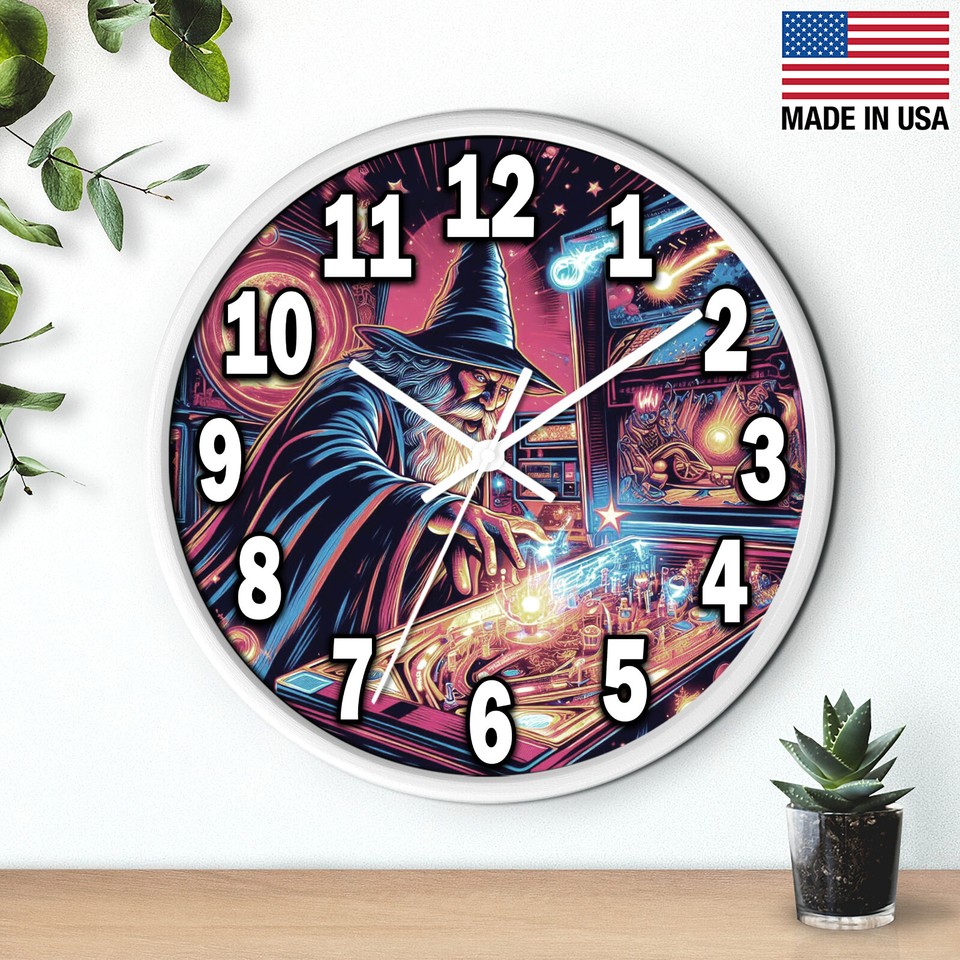 Pinball Player Wall Clock #2, 10" Round, Pinball Wizard Retro Arcade ...