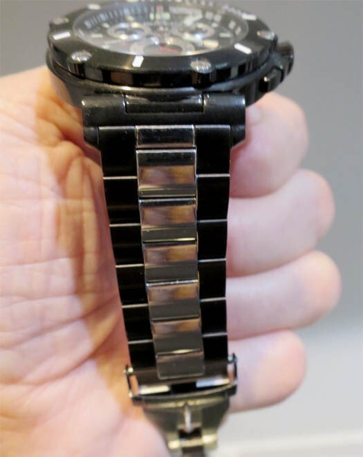 Burett Swiss Made Stainless Steel Black Dial Swiss Chronograph Watch ...