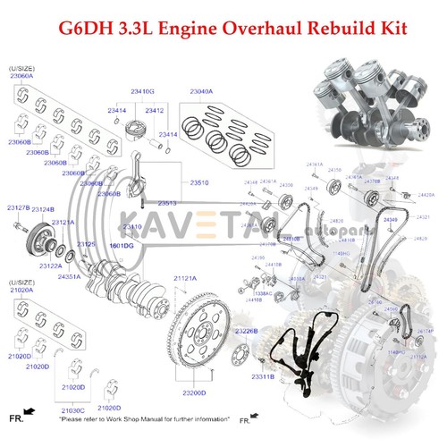 G6DH 3.3L Engine Overhaul Rebuild Kit Crankshaft Connecting Rods For ...