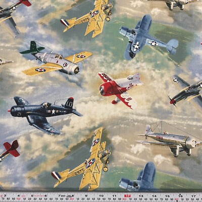 Cranston Air Force Airplanes US Postal Services Cotton Fabric by the ...