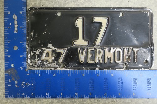 Vermont Vt License Plate Tag Motorcycle MC 1947 47 #17 Two Digit Rare ...
