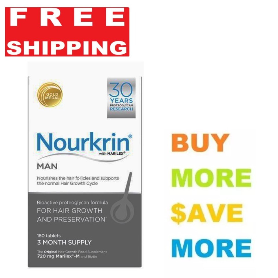 Nourkrin Man 180 Tablets 3 Month Supply – Hair Growth Supplement – Free ...