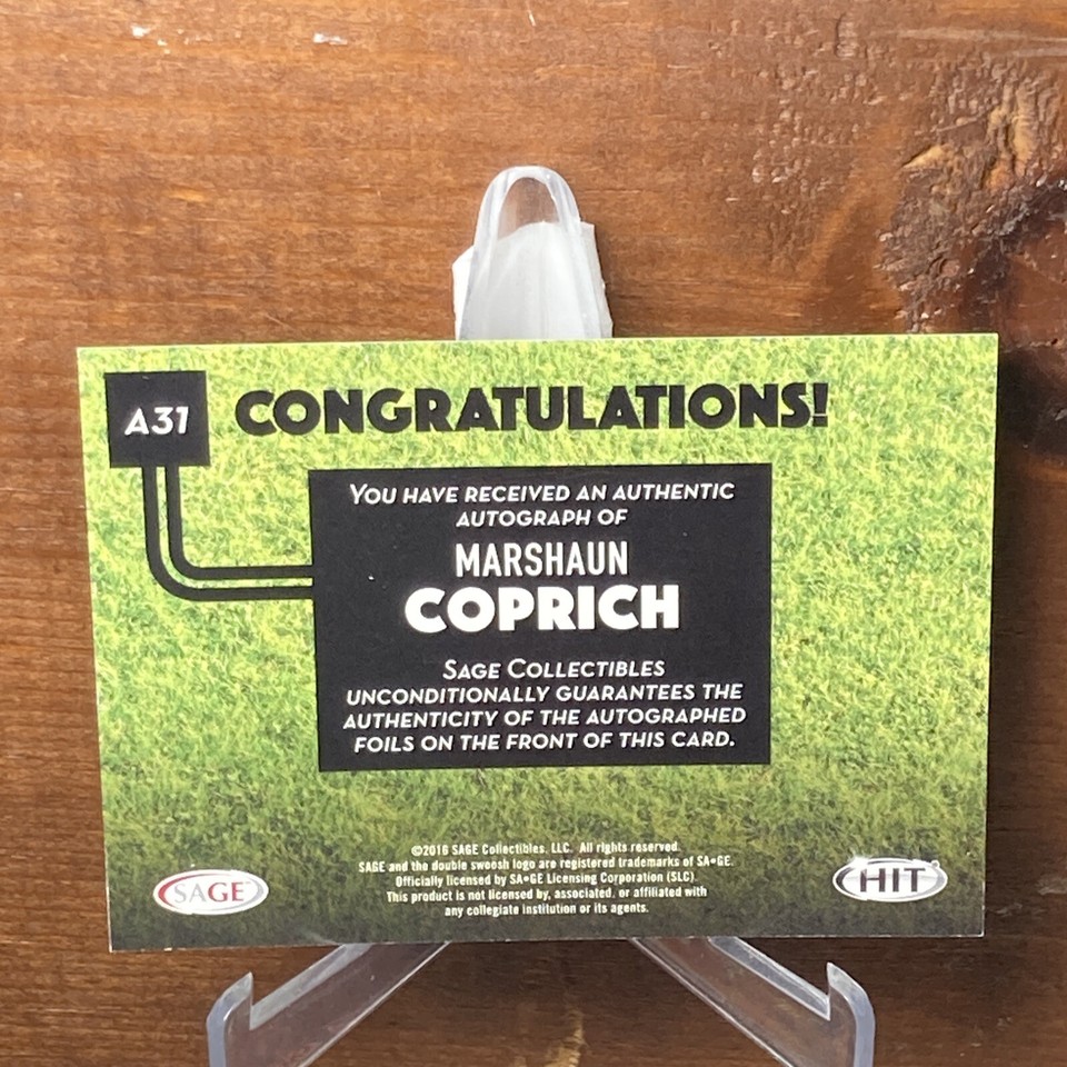 2016 SAGE HIT Autographs #A31 Marshaun Coprich | eBay