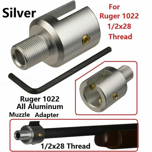 Aluminum Silver Ruger 10 22 1022 10/22 Thread Muzzle Adapter 1/2x28 ...