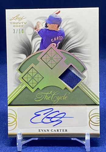 2023 Leaf Trinity EVAN CARTER Rangers The Cycle Jersey Patch Auto #3/10 ...