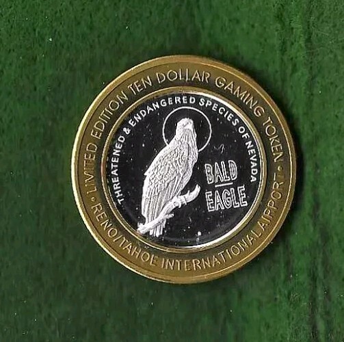 $10 Gaming Token Reno-Tahoe Casino Bald Eagle .999 Silver | eBay