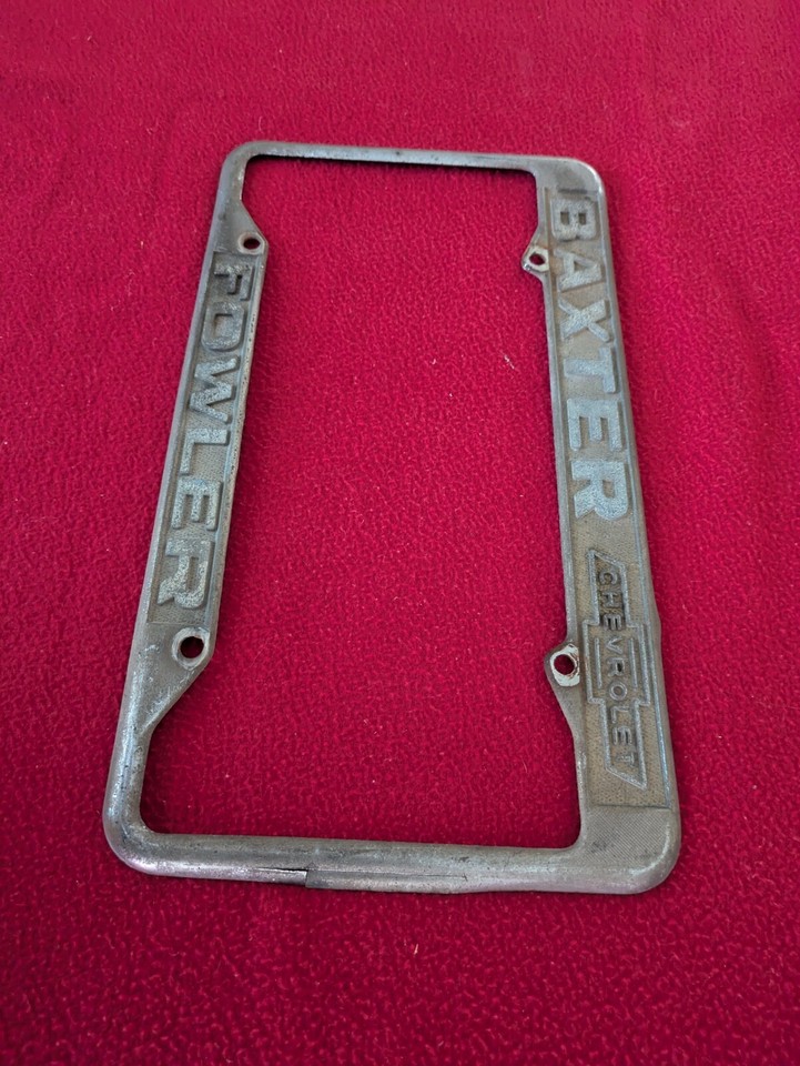 Vintage Baxter Chevrolet Fowler Calif license plate frame Corvette ...