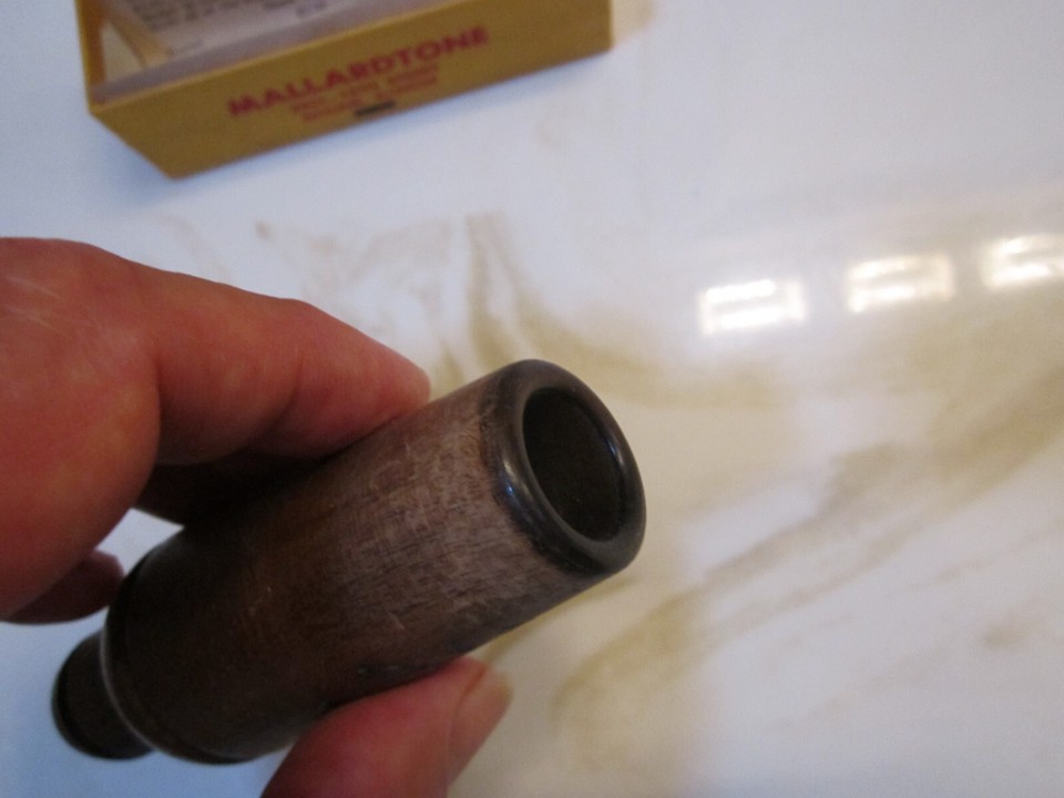 Vintage MALLARDTONE 4 7/8" wooden DUCK CALL with yellow wedge in box w ...