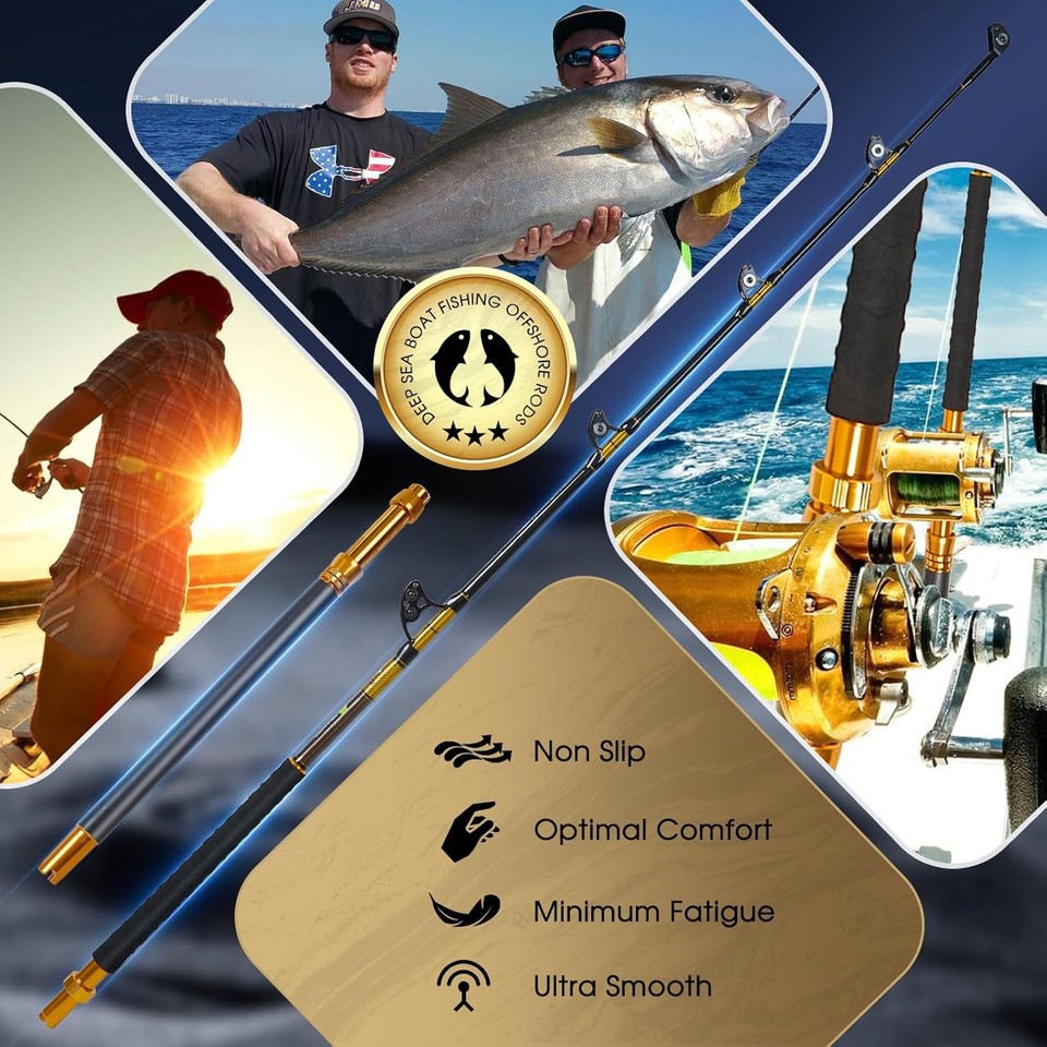 Offshore Trolling Rod Saltwater Big Game Boat Fishing Rod Heavy Duty ...