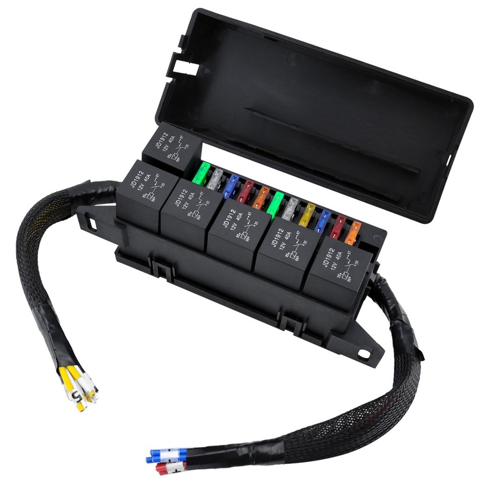 2X(12V Fuse Relay Box with 6 Relays 11 Way ATC/ATO Blade Fuses Car6622 ...