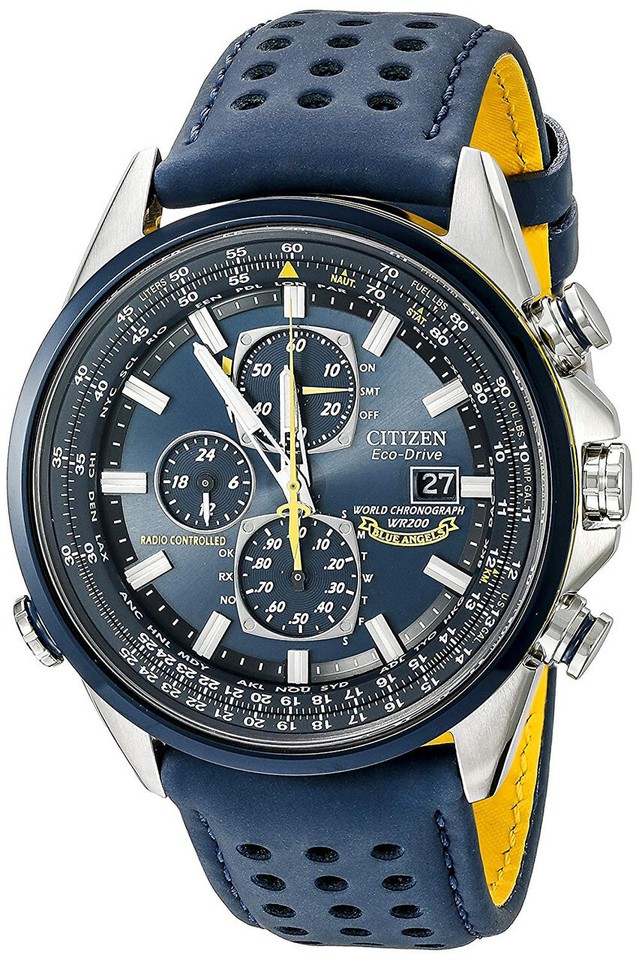 NEW CITIZEN ECO DRIVE MAN'S WORLD CHRONOGRAPH BLUE ANGELS A-T WATCH ...