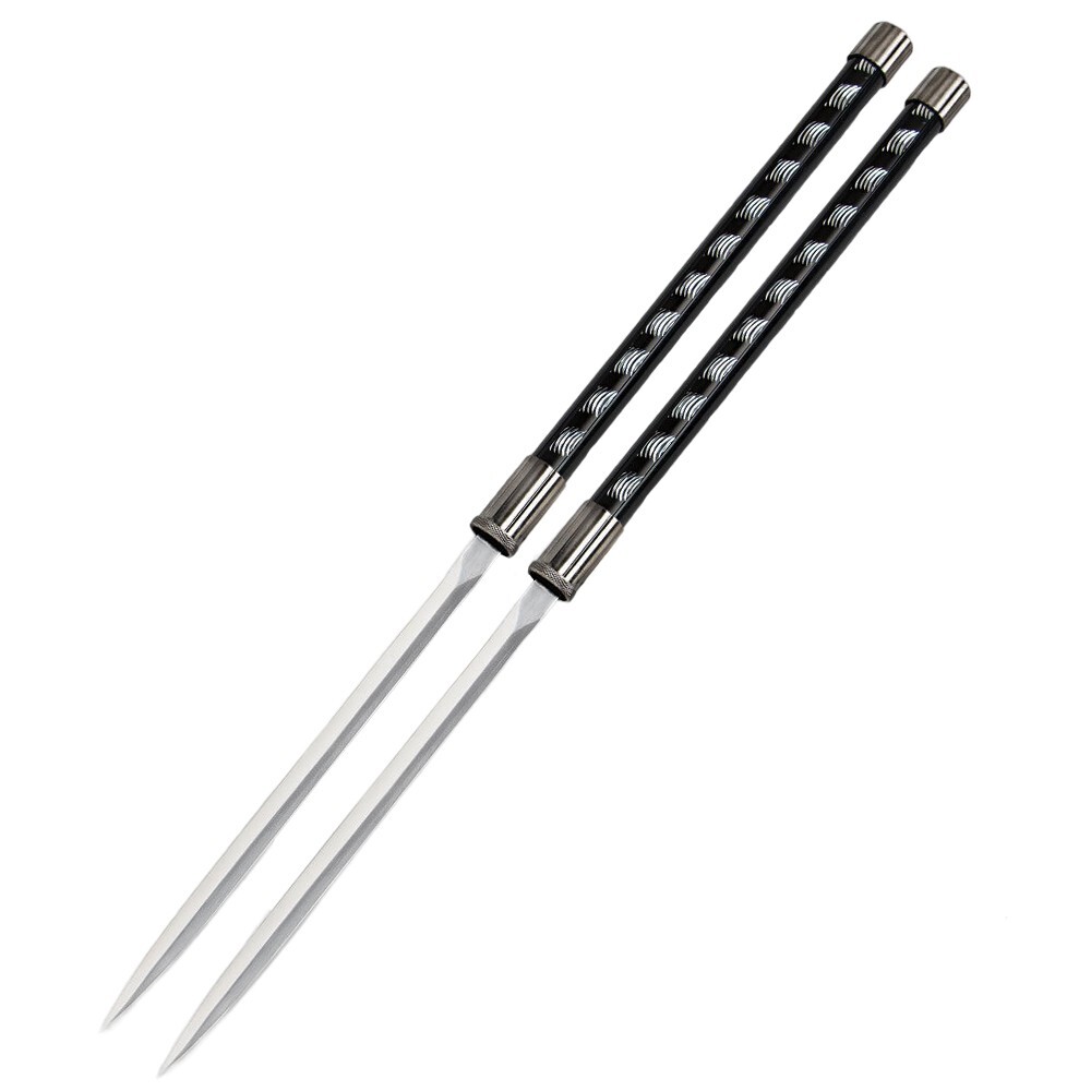 33" NINJA Dual Blade Black DAGGER Samurai Katana Twin Swords JAPANESE ...