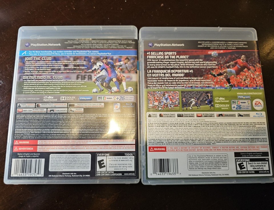 FIFA Soccer 12 And 13 - Playstation 3 COMPLETE PS3 CIB GAME CASE MANUAL ...