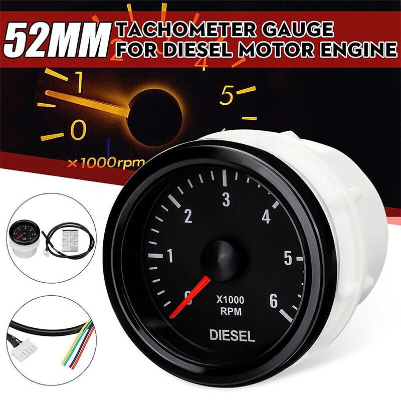 12V 52mm Rev Counter 0-6000 RPM Analogue Tachometer Tacho Gauge Meter ...