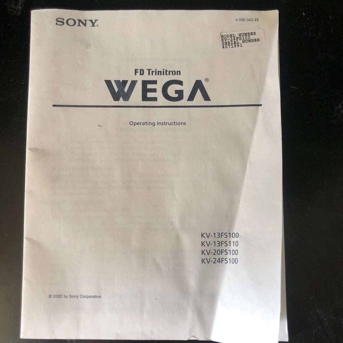 Sony Trinitron Wega Manual