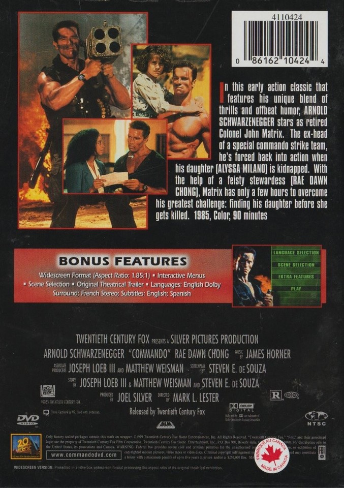Commando (1985) DVD - Widescreen Edition | eBay