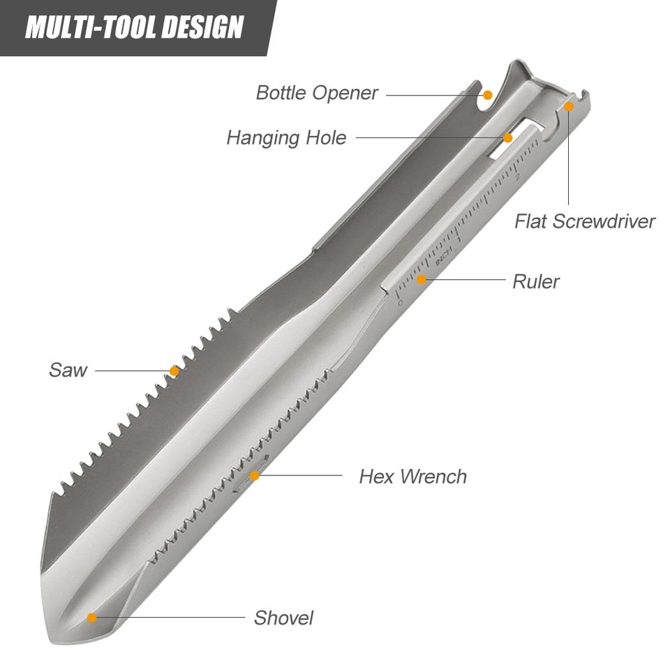 Ultralight Titanium Hand Shovel Multi Tool Backpacking Trowel With ...
