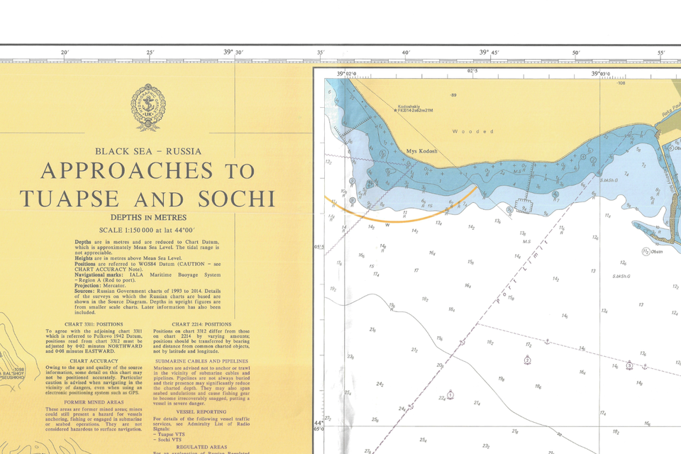 3312 Black Sea Russia Approaches Tuapse Sochi Chart Map Maritime Paper ...