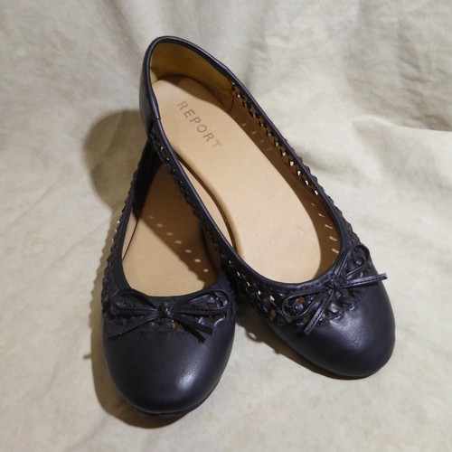 🩰 Report Ballet Flats sz 8.5 M Black Matte Woven Leatherette; Cap Toe ...