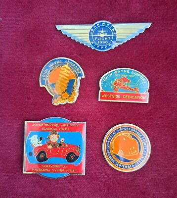 5 VINTAGE JOHN WAYNE AIIRPORT IMPROVEMENT PROJECT LAPEL PINS 1986-1990 ...