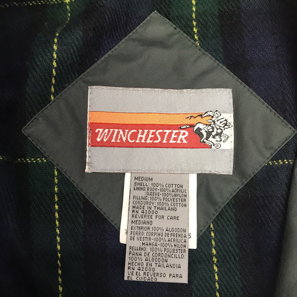 Winchester Jacket Lined Collared Snap Green (Plaid Interior) AAF74 | eBay