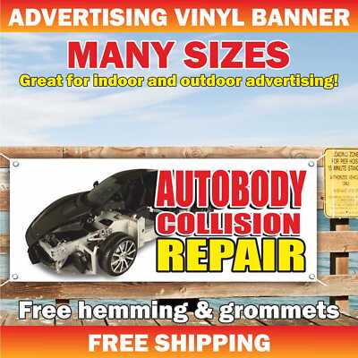 Autobody Collision Repair Advertising Banner Vinyl Mesh Sign car ...