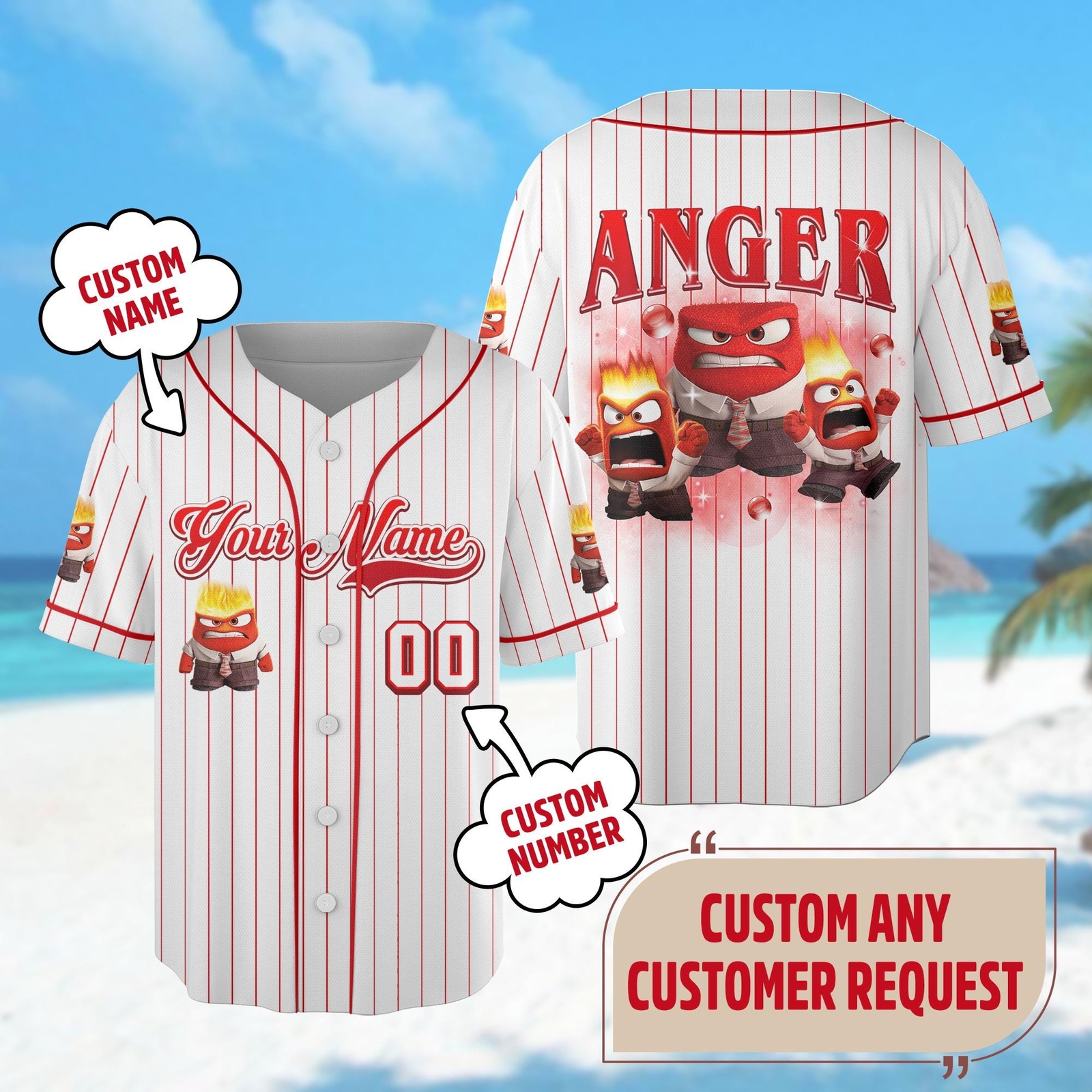 Personalized Anger Inside Out Jersey, Inside Out 2 Fa… - Gem