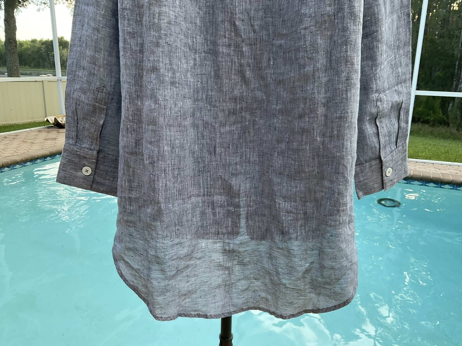 Kyla Seo Akelly Shirt Top Embroidered Caite Karyn Linen Chambray Small ...