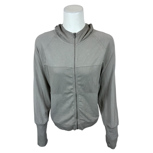 Anybody Women's Cozy Knit Mixed Rib Zip-Up Jacket Top Frost Grey Large ...