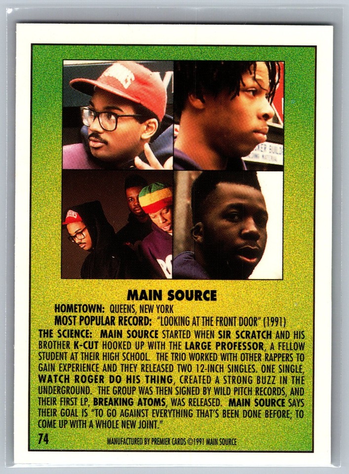 1991 The Rap Pack Series One Main Source #74 Trading Card | eBay
