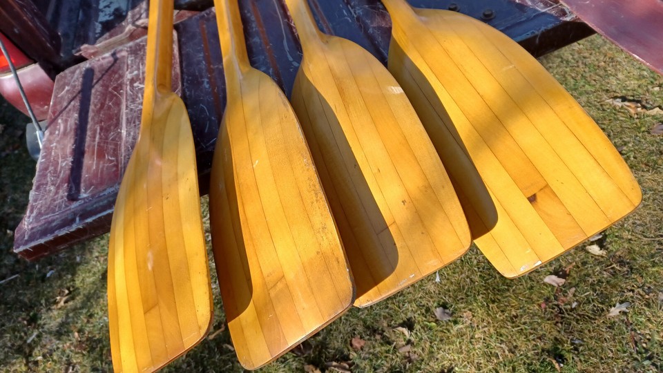 Vintage Pair, VGC, Piatendosi Wood Sculling Blades/Oars, for Racing ...