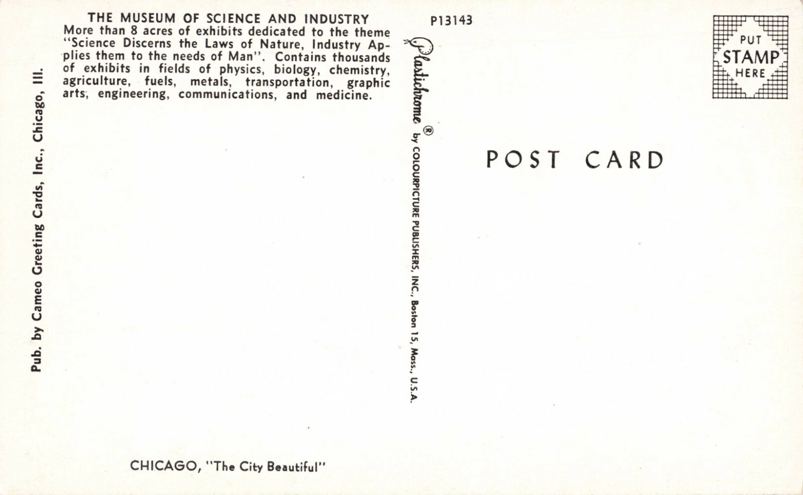Postcard Museum of Science and Industry Chicago Illinois | eBay