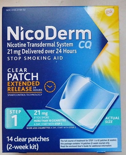 Nicoderm CQ STEP 1 Stop Smoking Aid 21 mg 14 Clear Nicotine Patches EXP 07/2026 | eBay