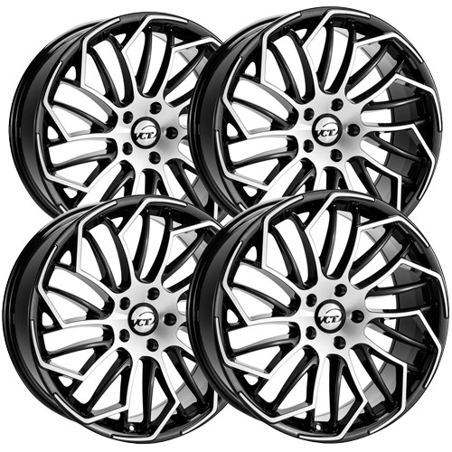(Set of 4) VCT Slider 24x9 6x5.5" +24mm Black/Machined Wheels Rims 24 ...